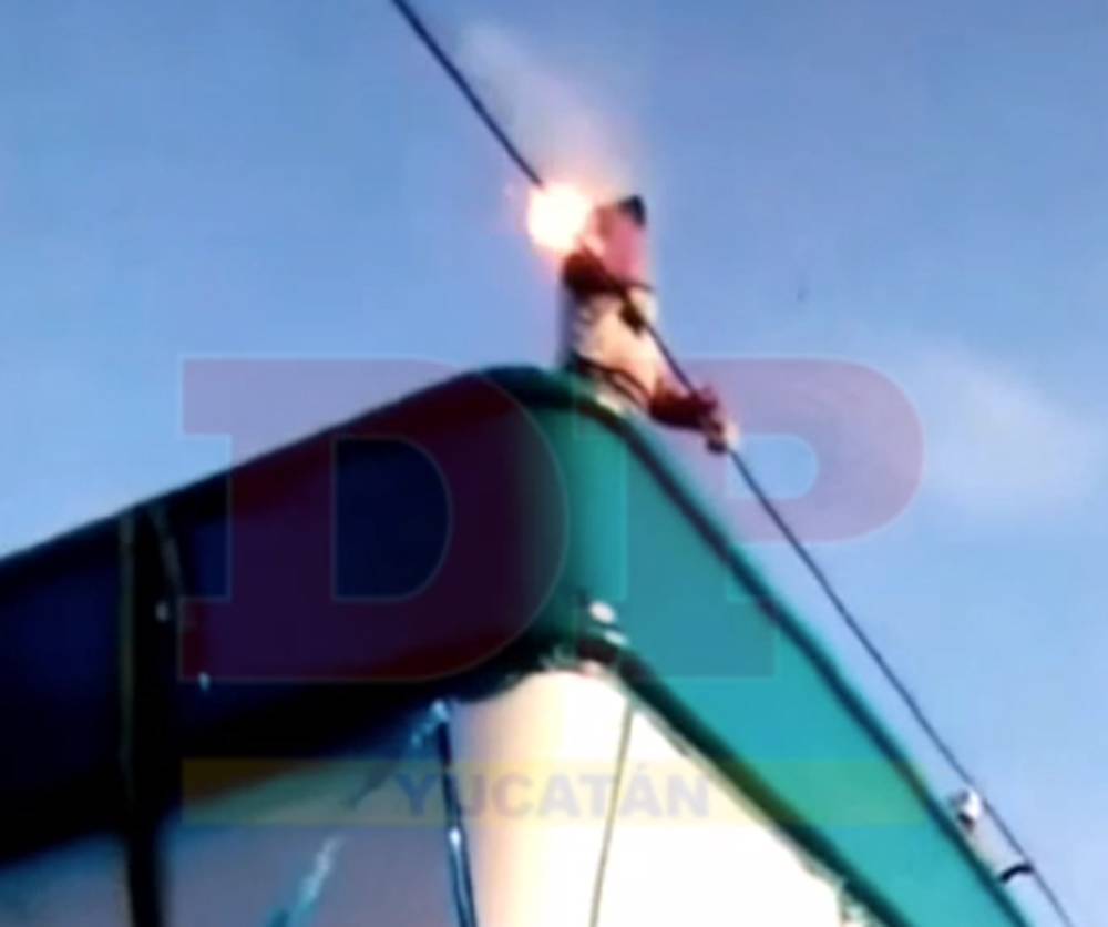 Impactante video de trabajador electrocutado en Progreso