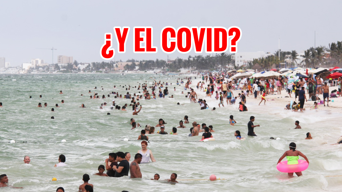 Visitantes abarrotan playas de Progreso a pesar del mal tiempo y del Covid